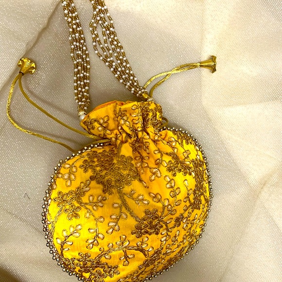 Bags | Indian Pakistani Potli Bag With Beaded Handles Color Yellow 154 ...